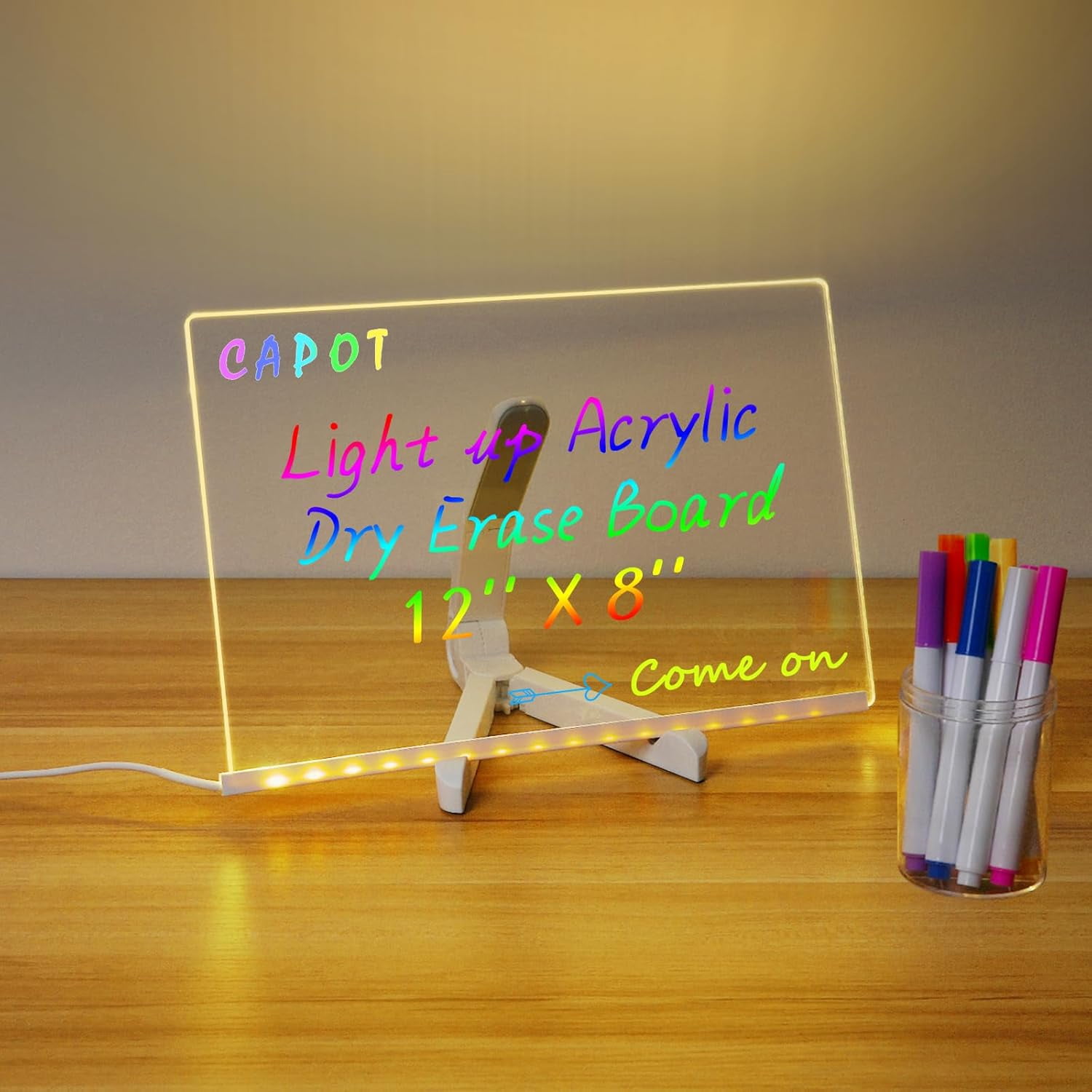 Acrylic Dry Erase Board with Light 11.8 X 7.9” Clear Light up Dry Erase ...