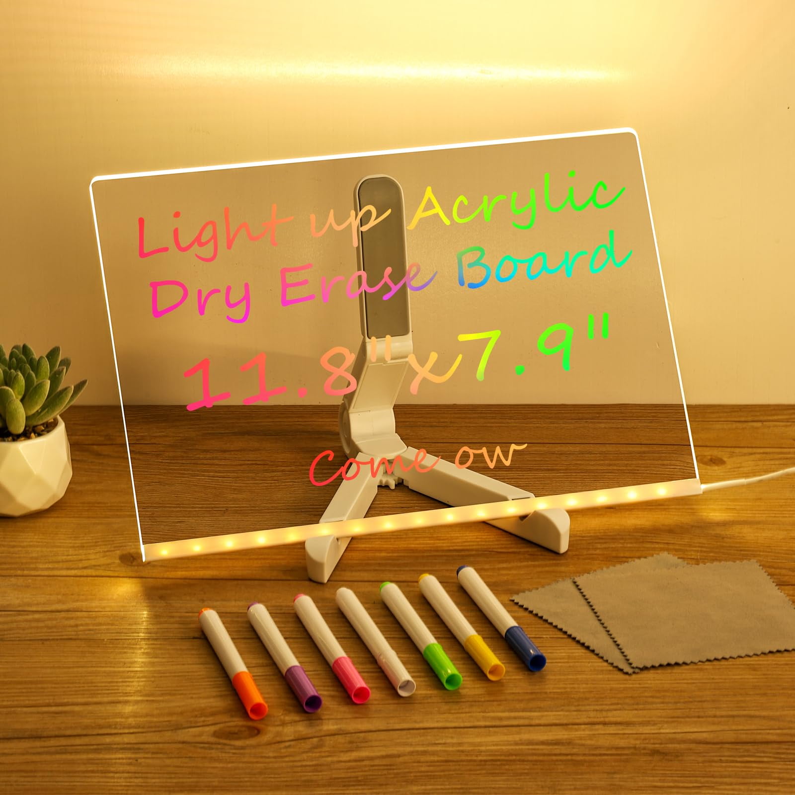 Acrylic Dry Erase Board with Light 12 X 8" Light up Dry Erase Board ...