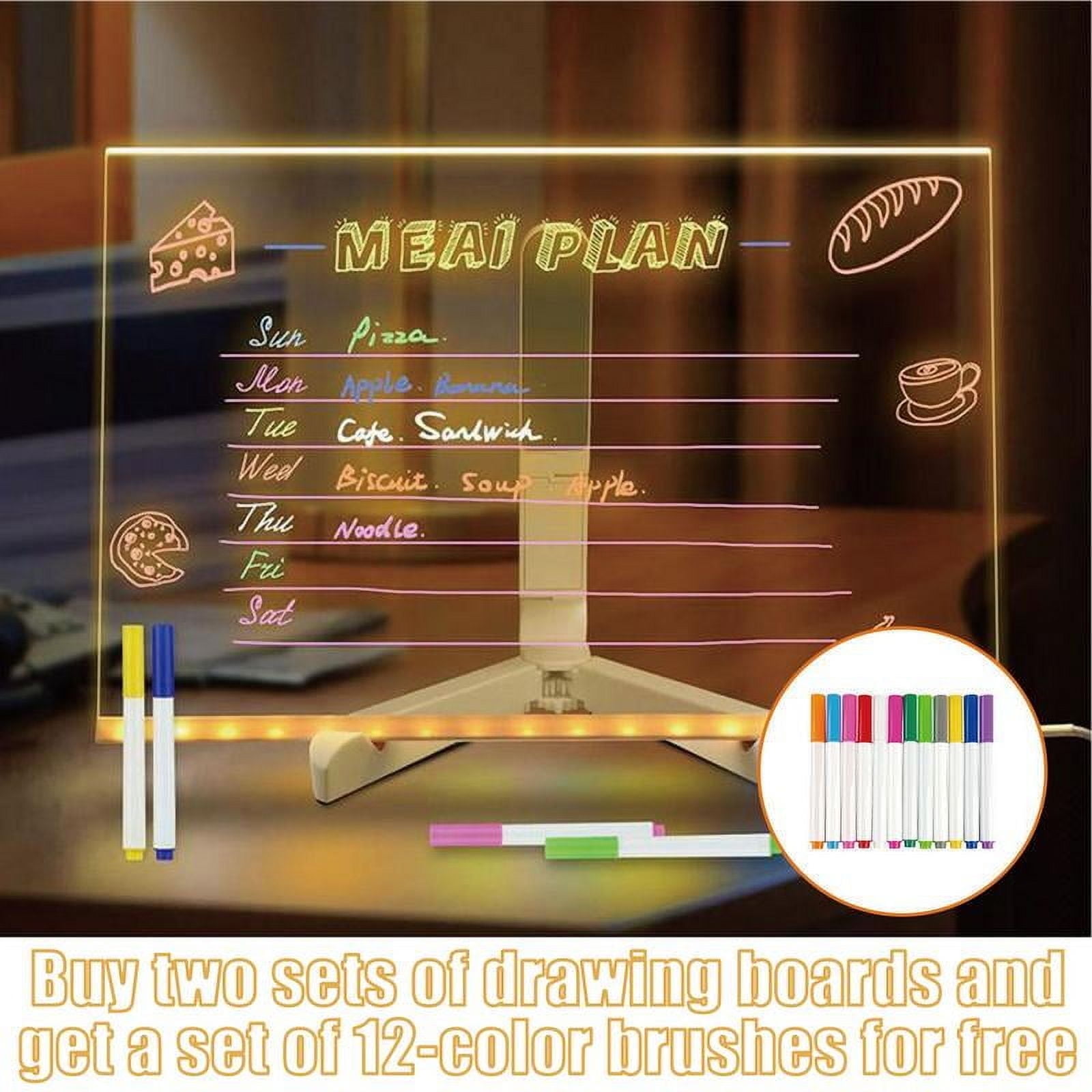 Acrylic Dry Erase Board with Light 7.9 X 7.9” Light up Dry Erase Board ...