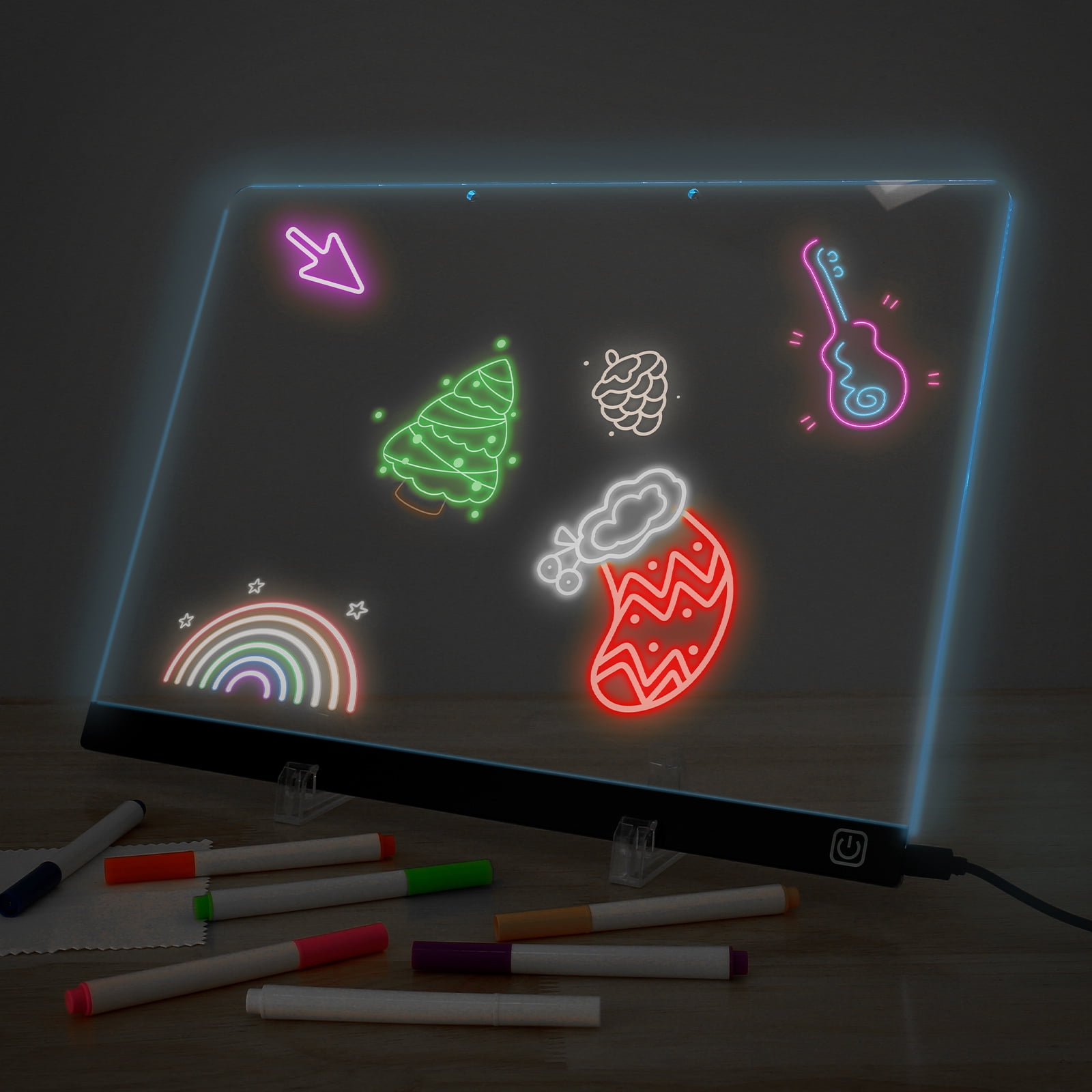 Acrylic Dry Erase Board with Light and Stand Clear Light Up Dry Erase ...