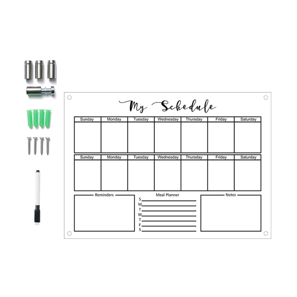 Acrylic Dry Erase Calendar for Wall Clear Wall Mounted Calendar ...