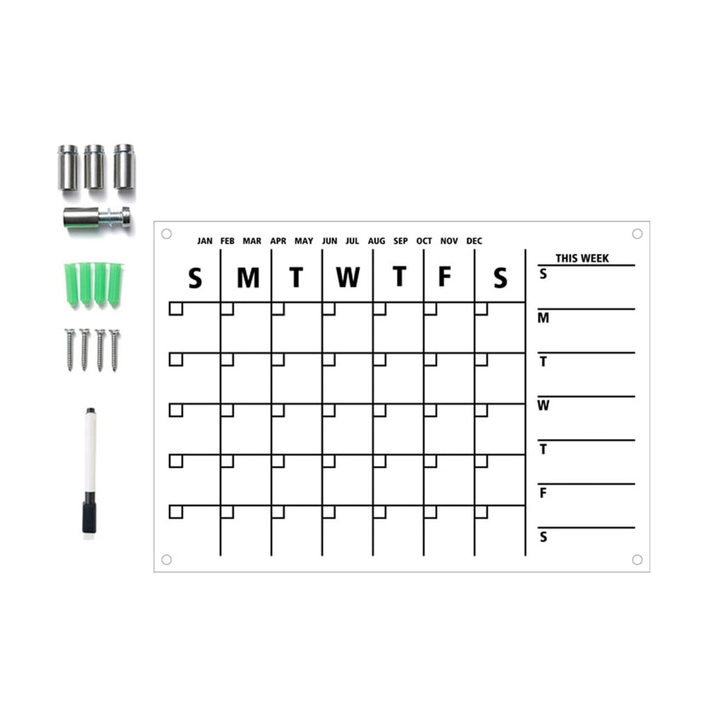 Acrylic Dry Erase Calendar for Wall Clear Wall Mounted Calendar ...
