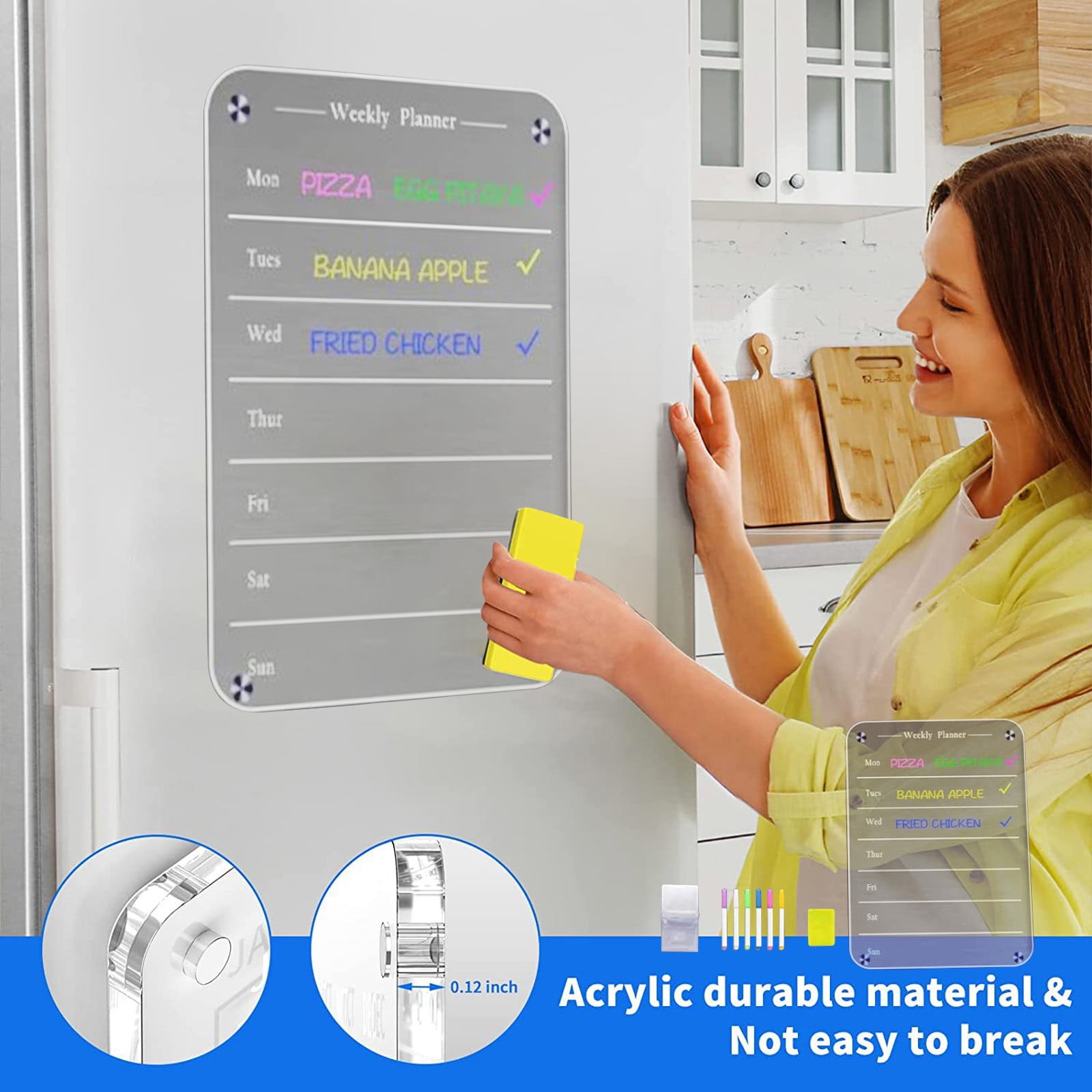 Acrylic Dry Wiping Board Writing Board Refrigerator Message Board, Note ...