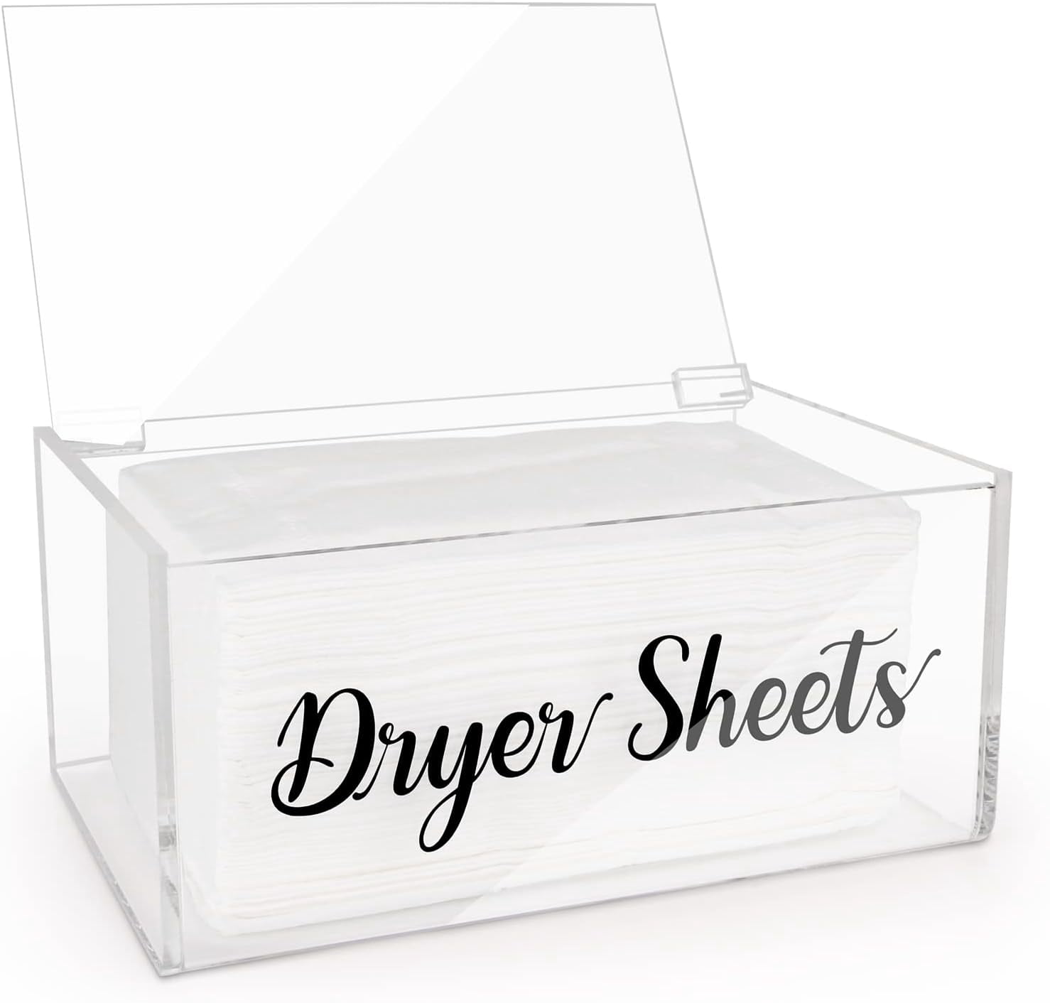 Acrylic Dryer Sheet Dispenser with Hinged Lid, Clear Rustic Farmhouse ...