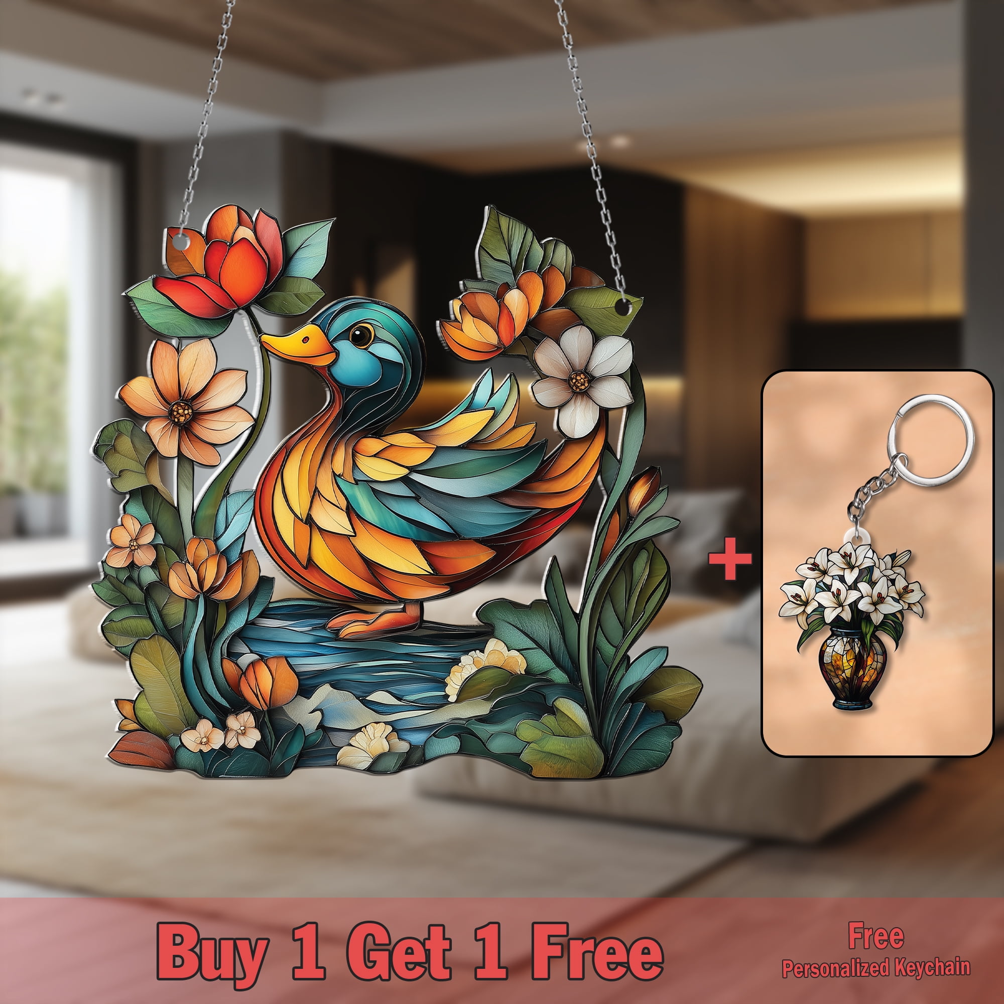 Acrylic Duck Window Hanging – Charming Sun Catcher for Home & Garden ...