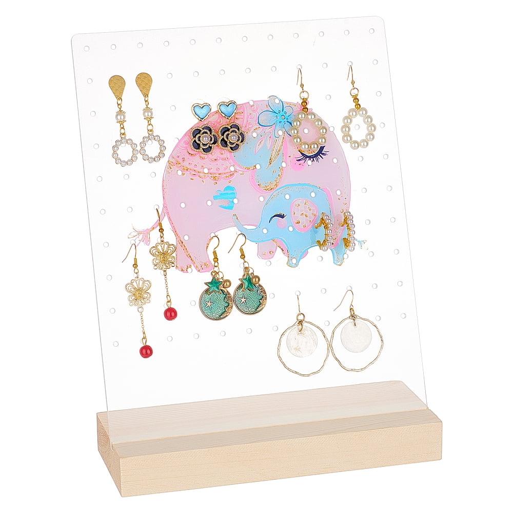 Acrylic Earring Display Stand 120 Holes Elephant Ear Studs Holder with ...
