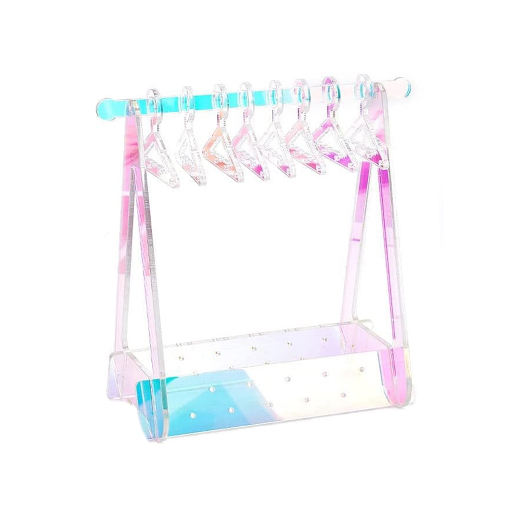 Acrylic Earring Holder Rack With Mini Hangers Jewelry Display Stand Ear ...