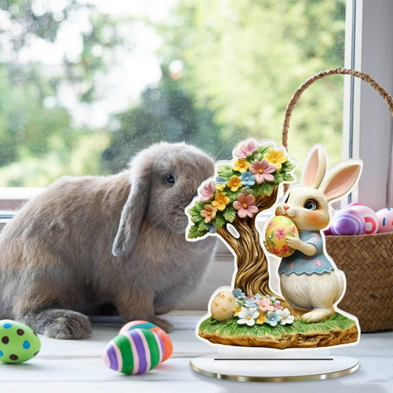 Acrylic Easter Bunny & Eggs Display Stand - Crystal Clear Tabletop ...