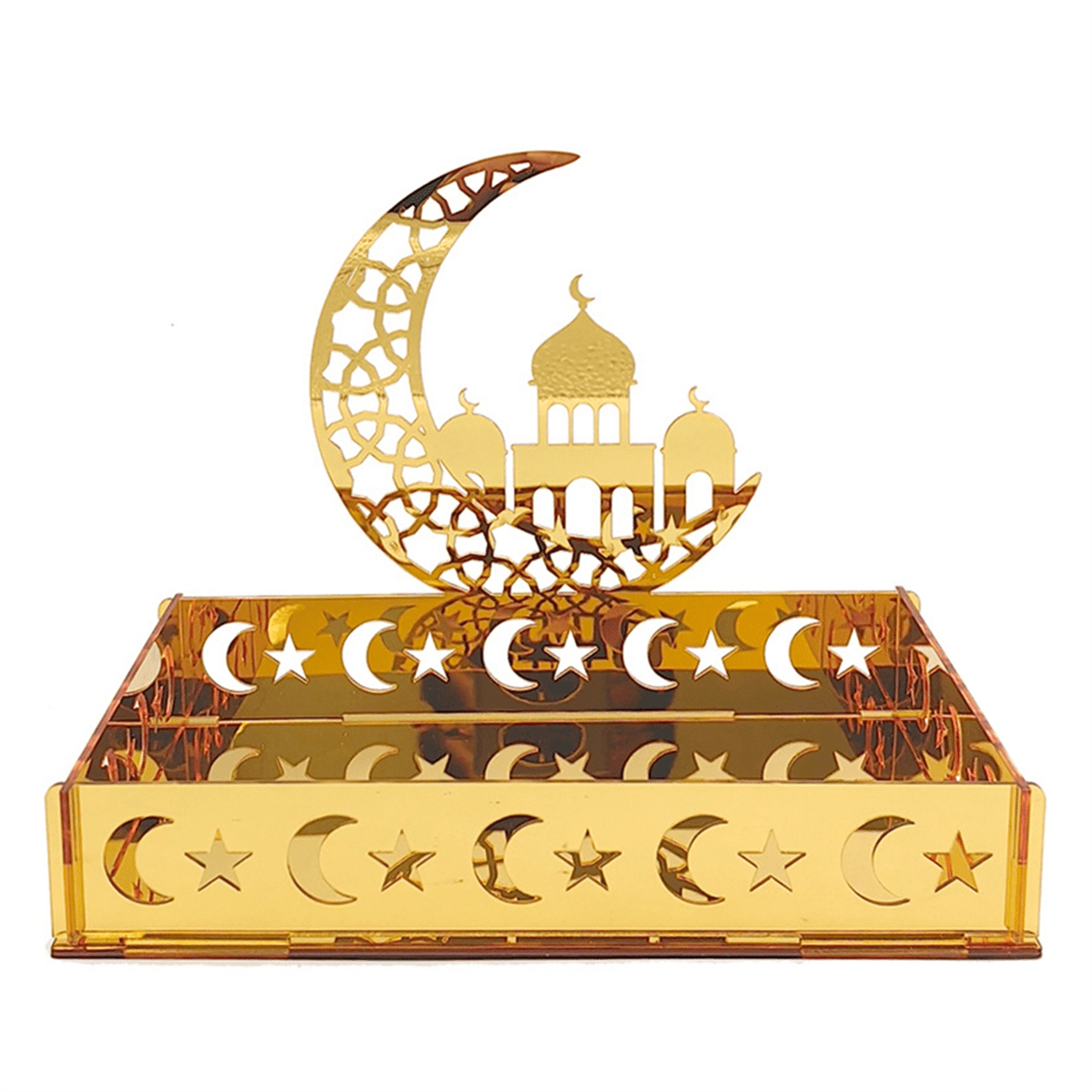 Acrylic Eid Mubarak Food Tray Ramadan Dessert Fruit Plate Moon Star ...