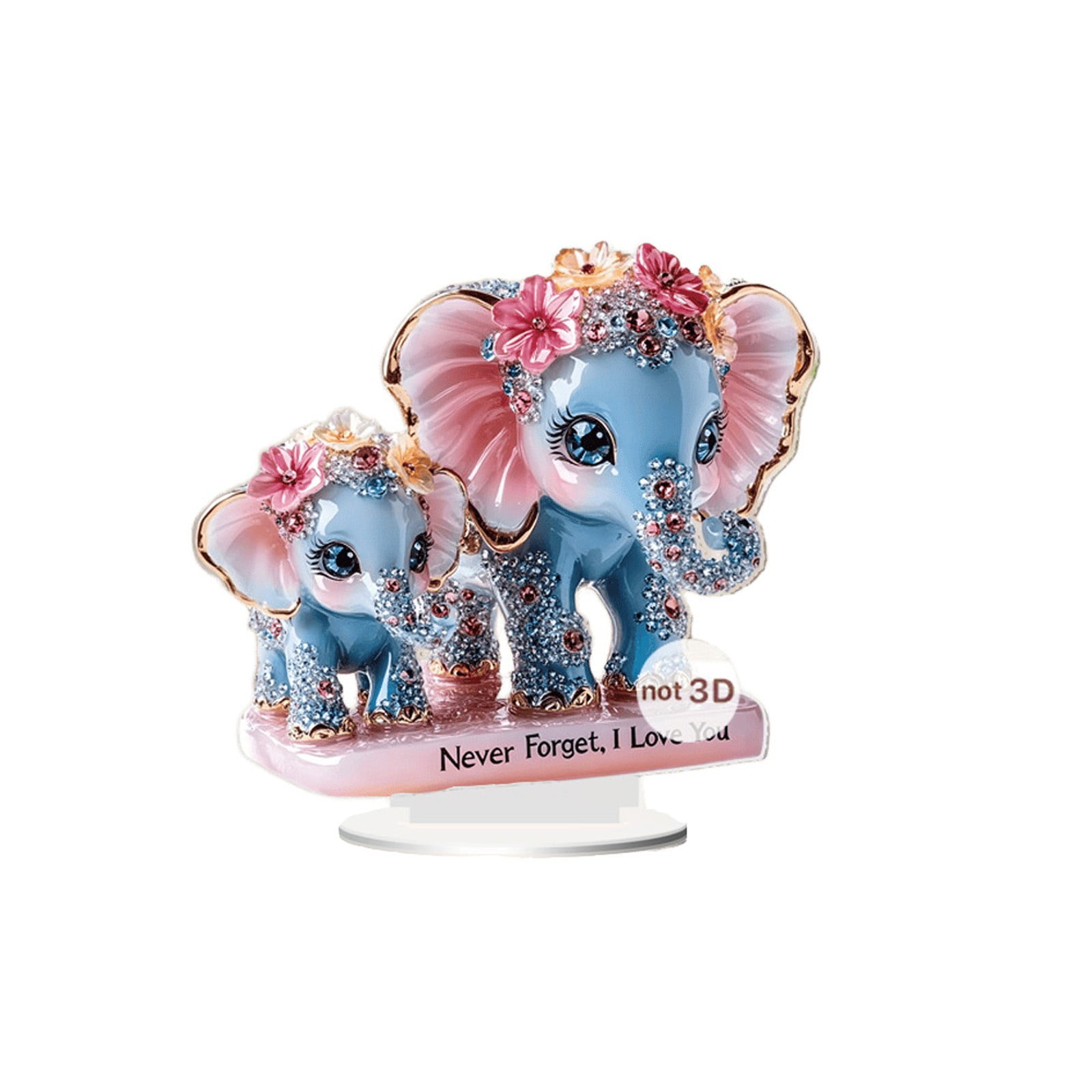 Acrylic Elephant Figurine, Mother And Baby Animal Decor, Home Craft ...