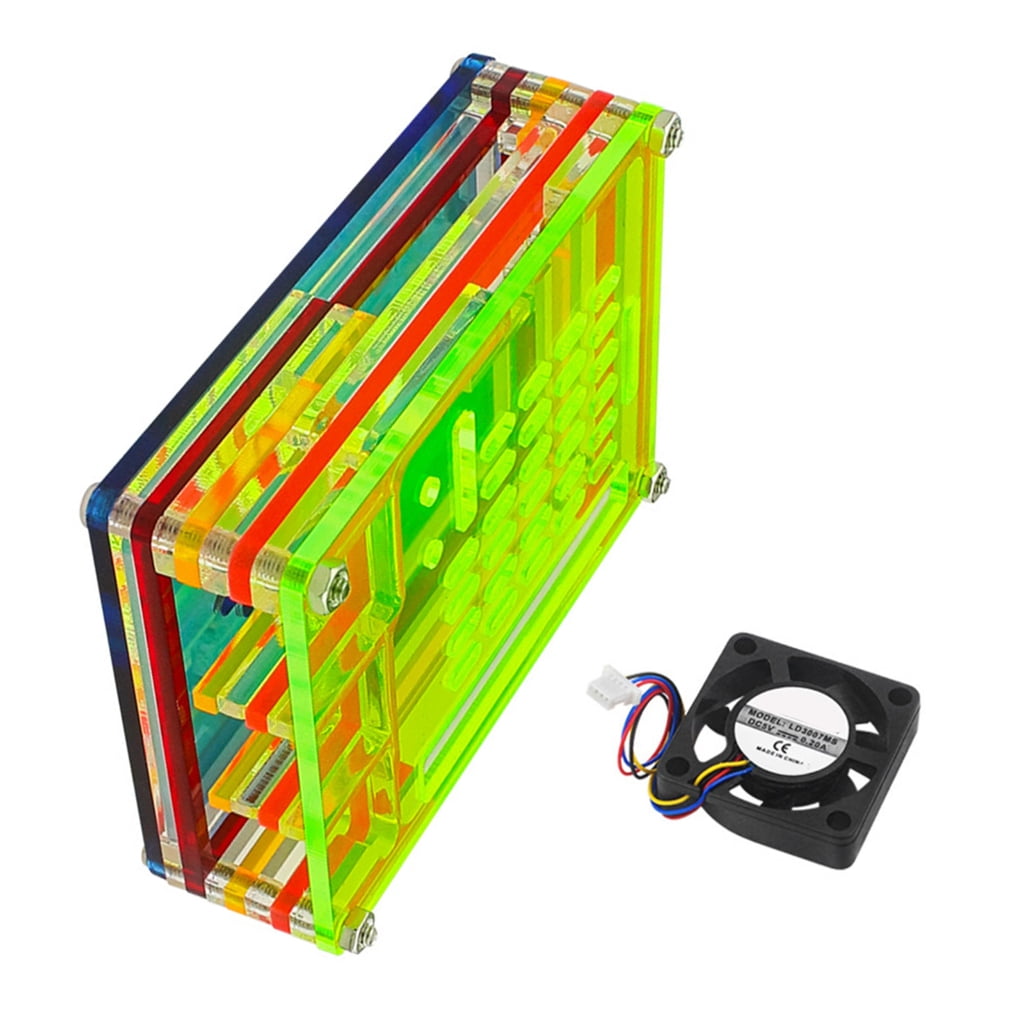 Acrylic Enclosure Case for RPi 5 Access and Efficient Cooling Fan ...