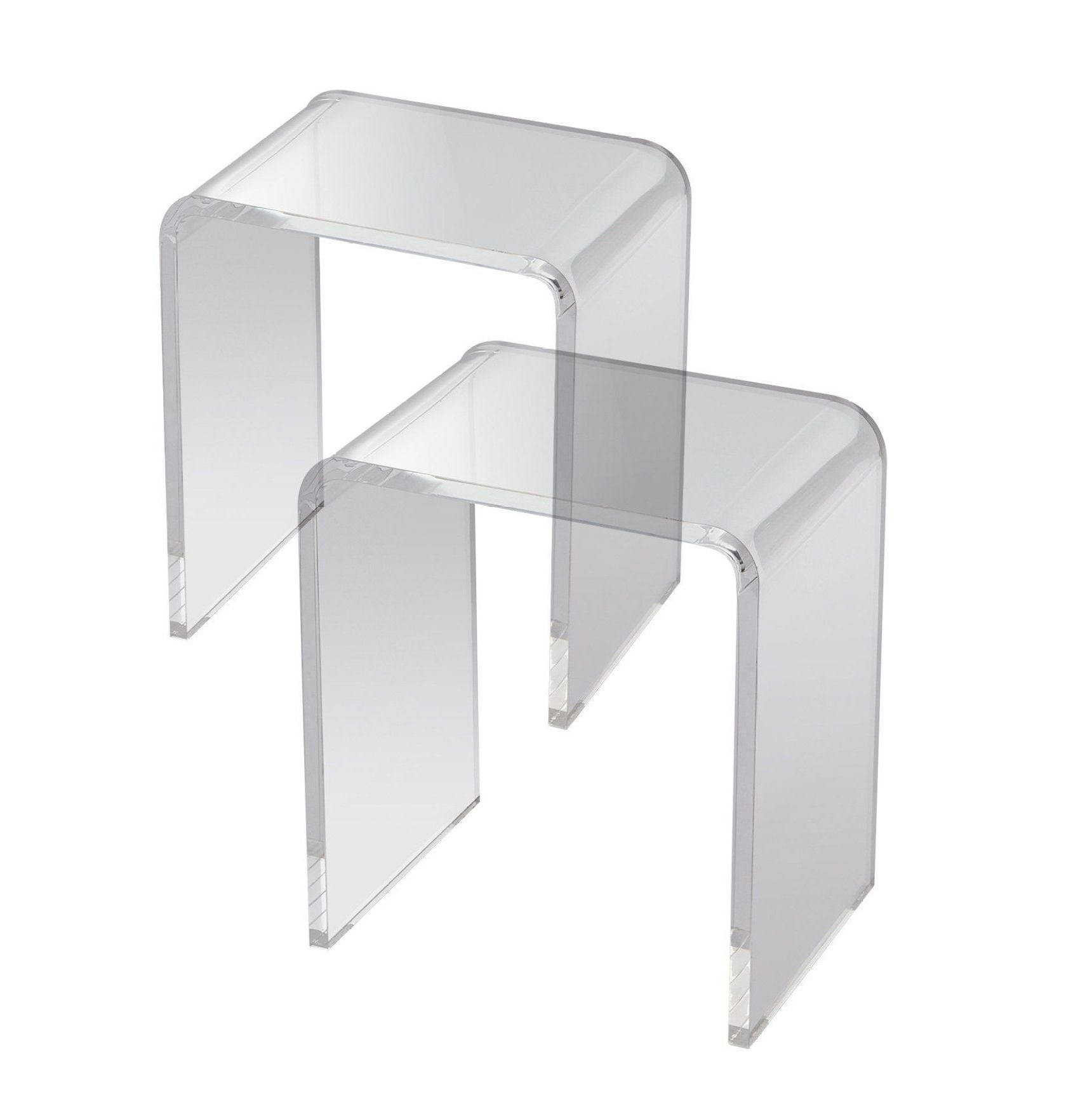 Acrylic End Table 2pcs, Clear C-Shaped Side Tables, Lucite Coffee ...