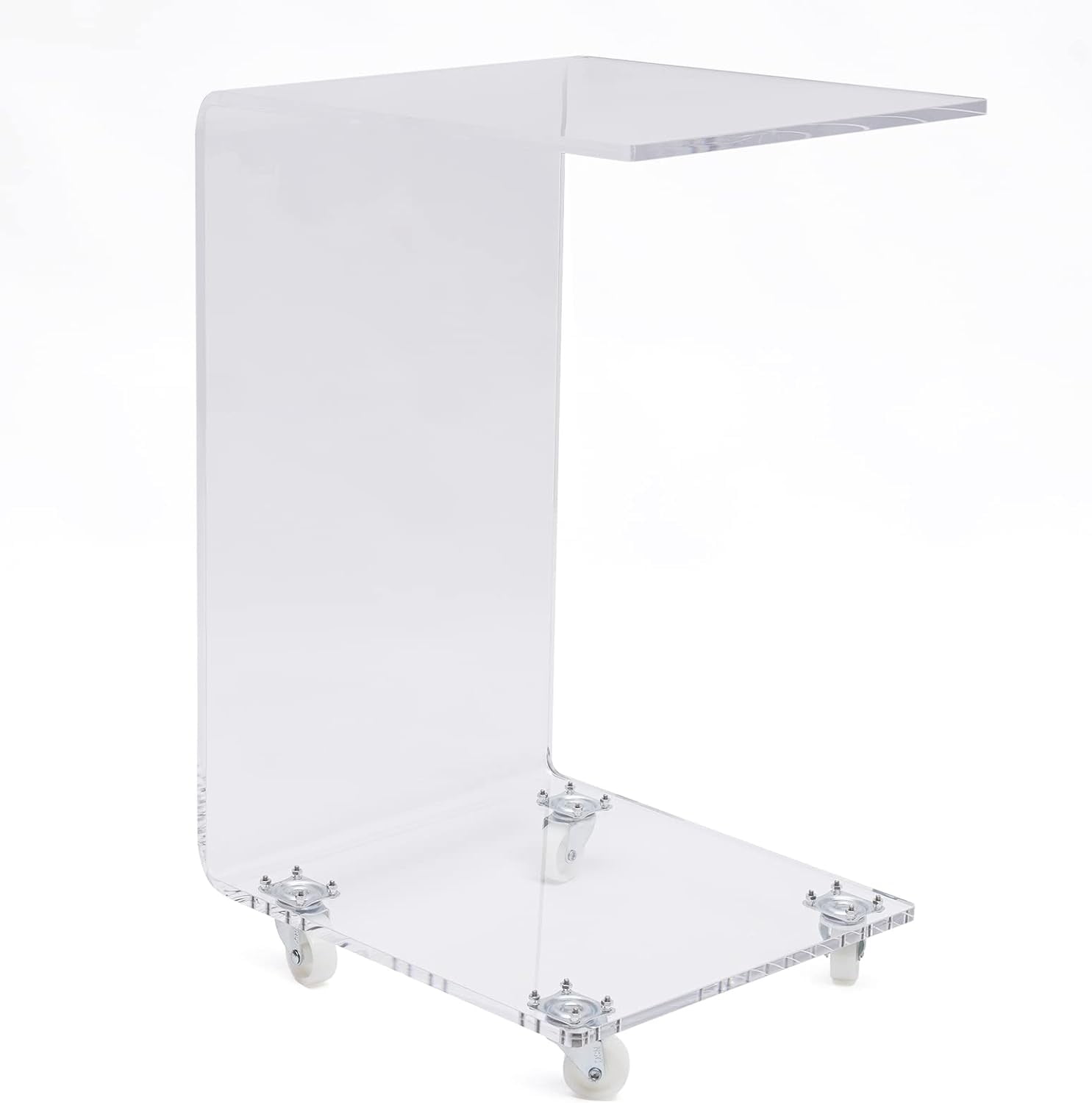 Acrylic End Table, Modern C-Shape Transparent Sofa Side Table with 4 ...