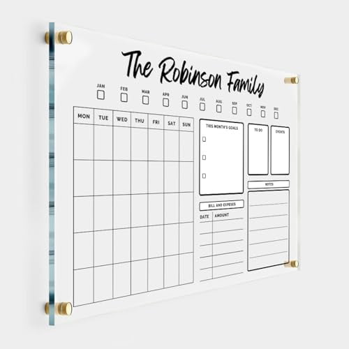 Acrylic Family Planner Wall Calendar - Personalized Calendar 2024 ...