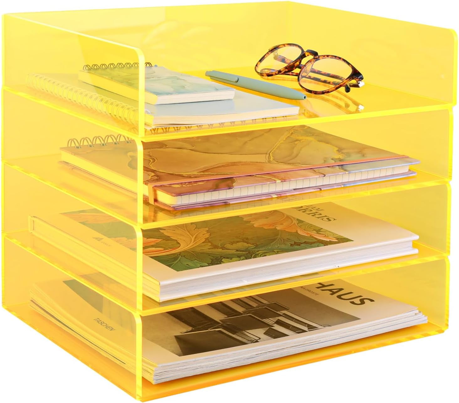 Acrylic File Organizer for Desk Stackable Letter Tray Office Paper ...