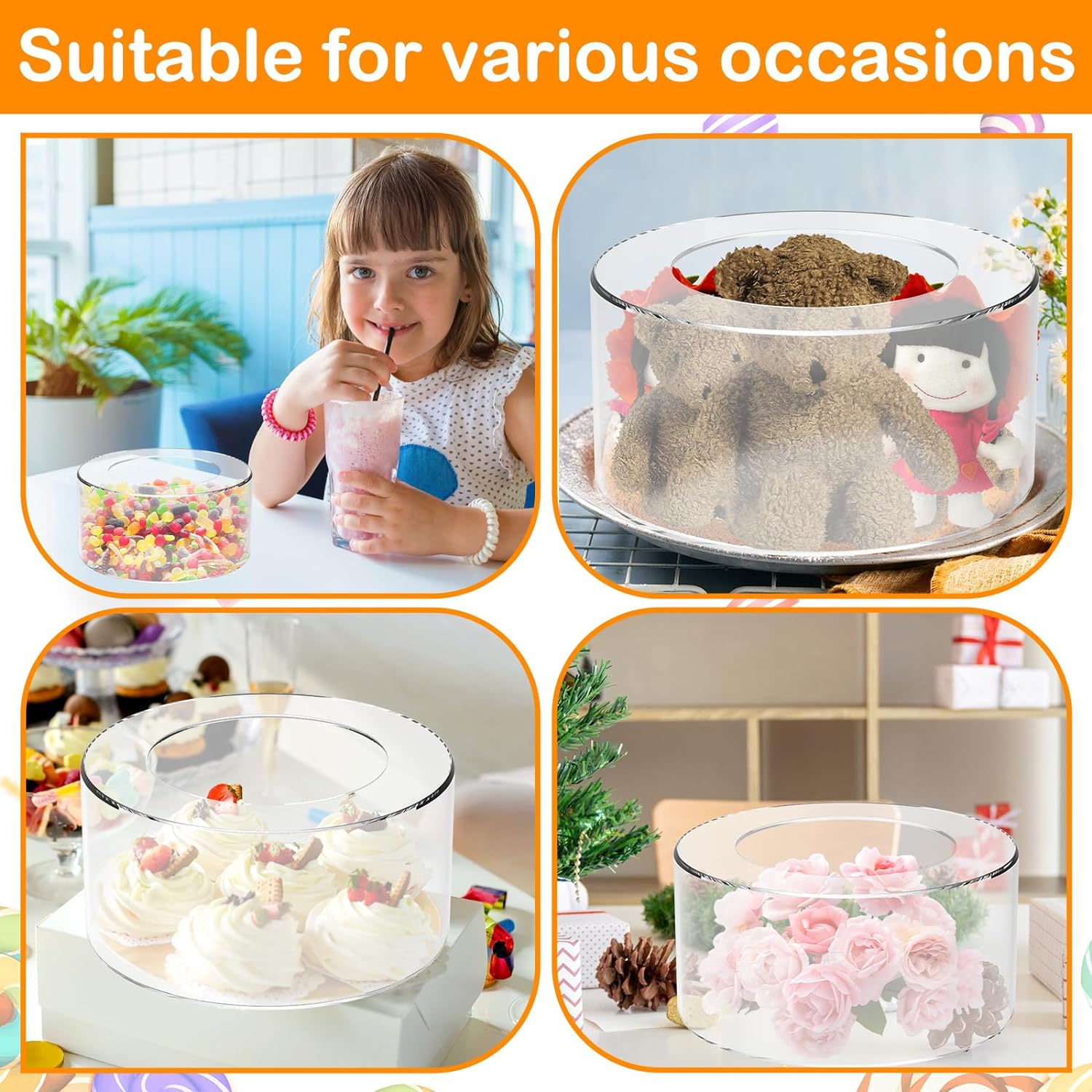Acrylic Fillable Cake Stand Clear Cake Riser Cylinder Cupcake Stand ...