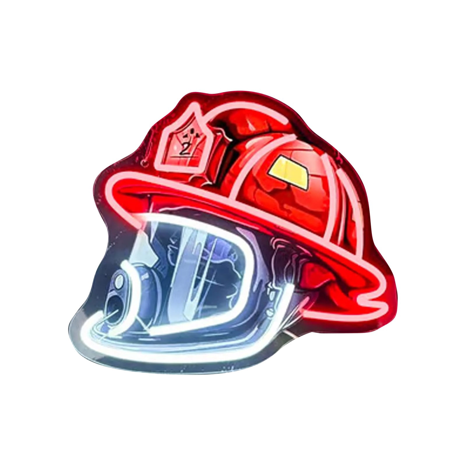 Acrylic Firefighter Helmet Shaped Neon Sign, USB Powered Decor Light ...
