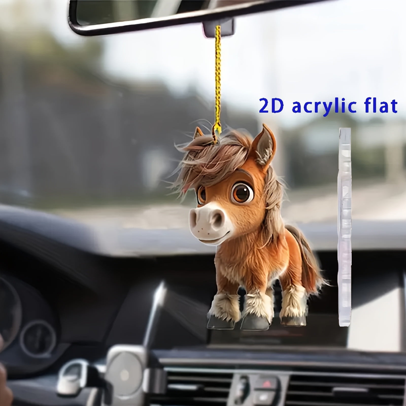 Acrylic Flat Car Decoration Horse Pendant Hanging Ornament For Rearview ...