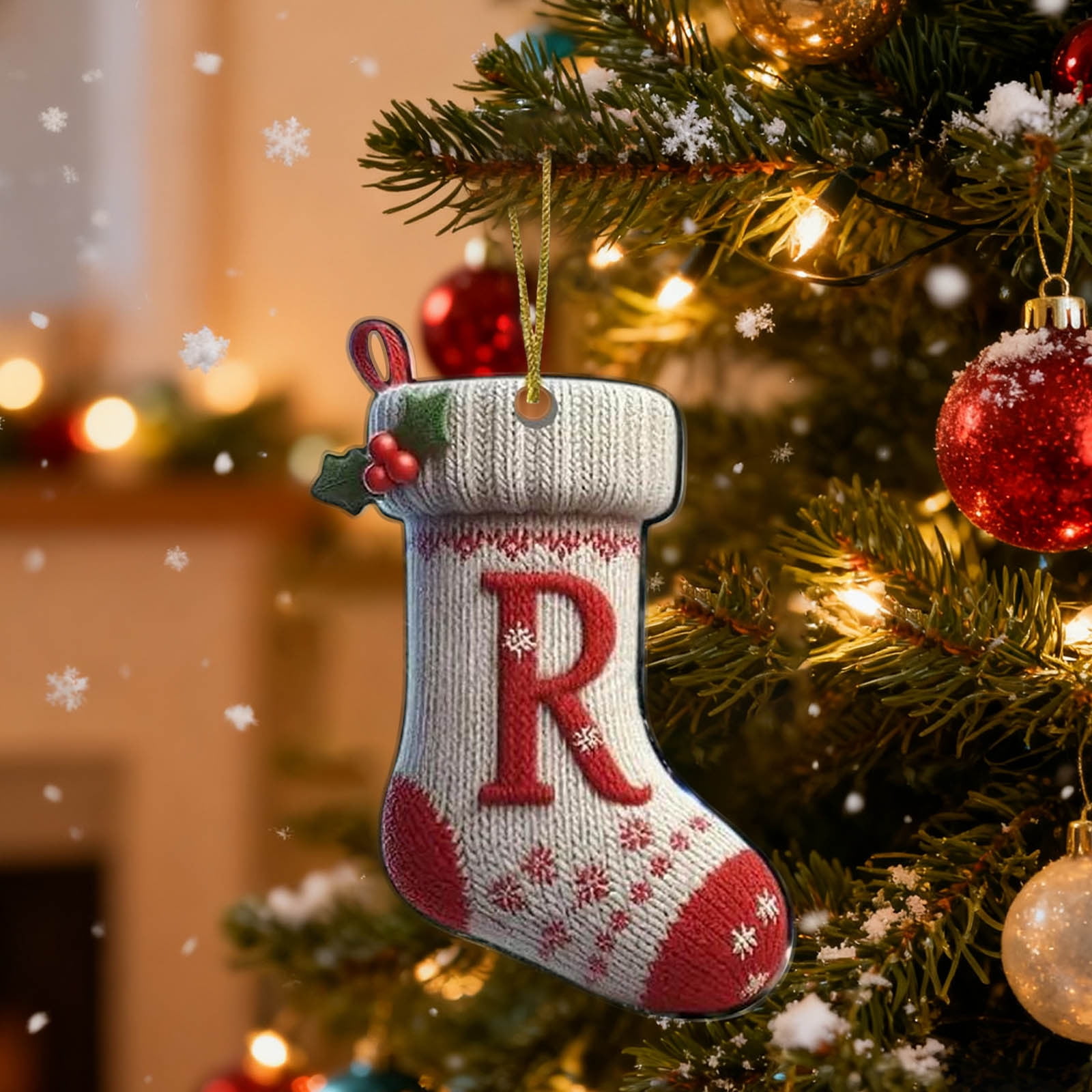 Acrylic Flat Christmas Stocking Alphabet Ornament - Personalized DIY ...