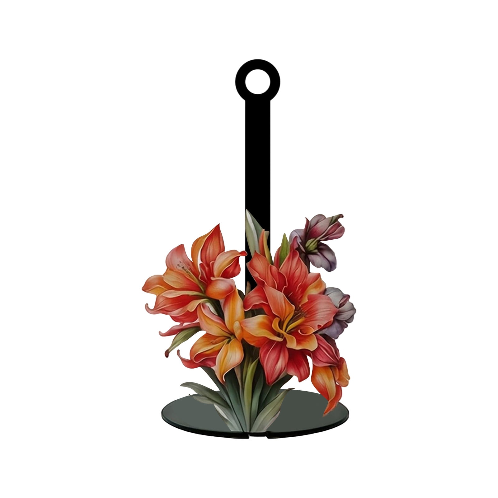 Acrylic Flat Flower Pattern Paper Towel Holder 2D Design Kitchen ...
