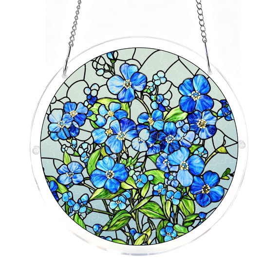 Acrylic Flat Jigsaw Puzzle Sun Catcher Round Hanging Panel with Floral ...