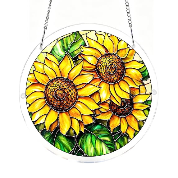 Acrylic Flat Jigsaw Puzzle Sun Catcher with Stained Glass Style Irises ...