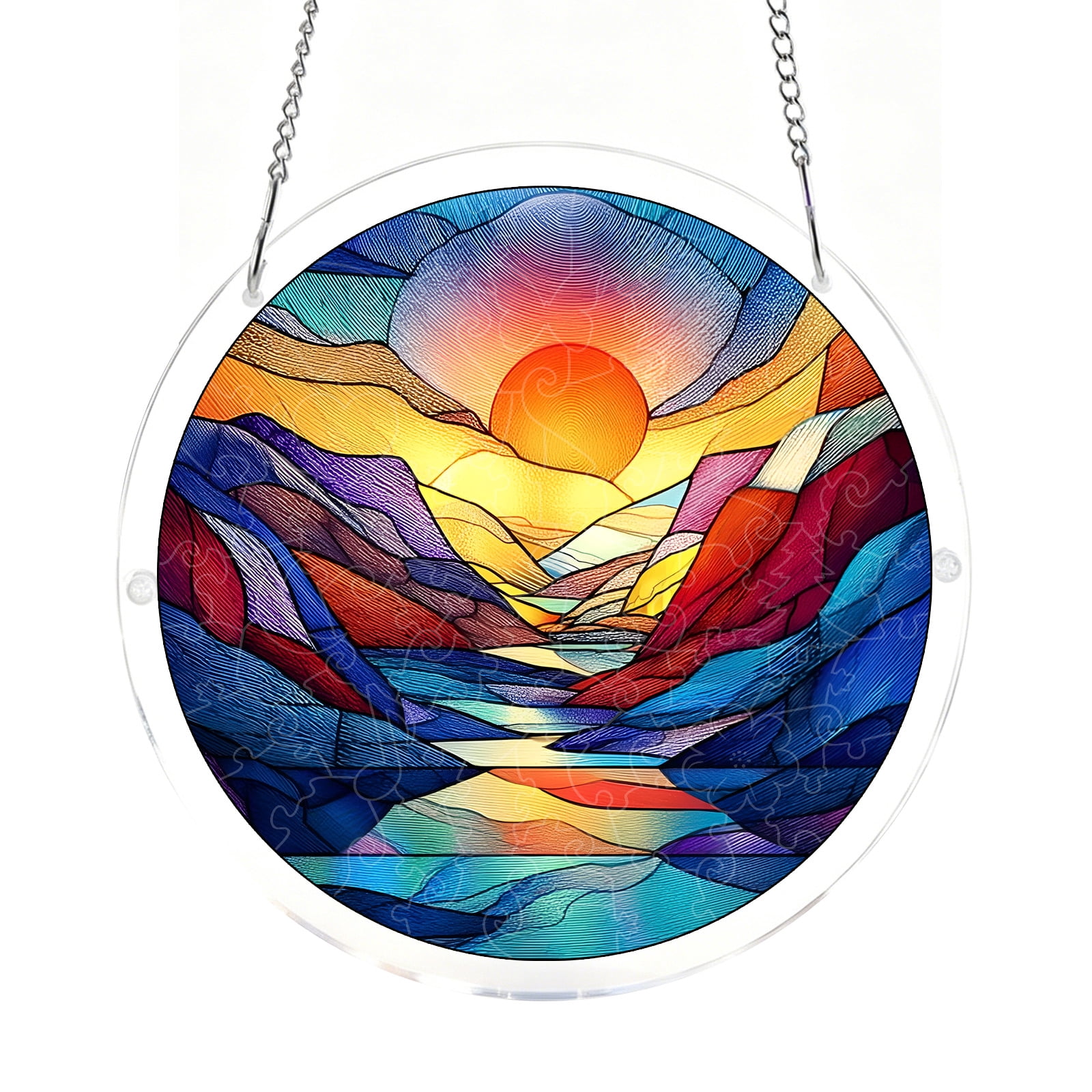 Acrylic Flat Surface Puzzle Suncatcher Round Hanging Window Art Decor ...