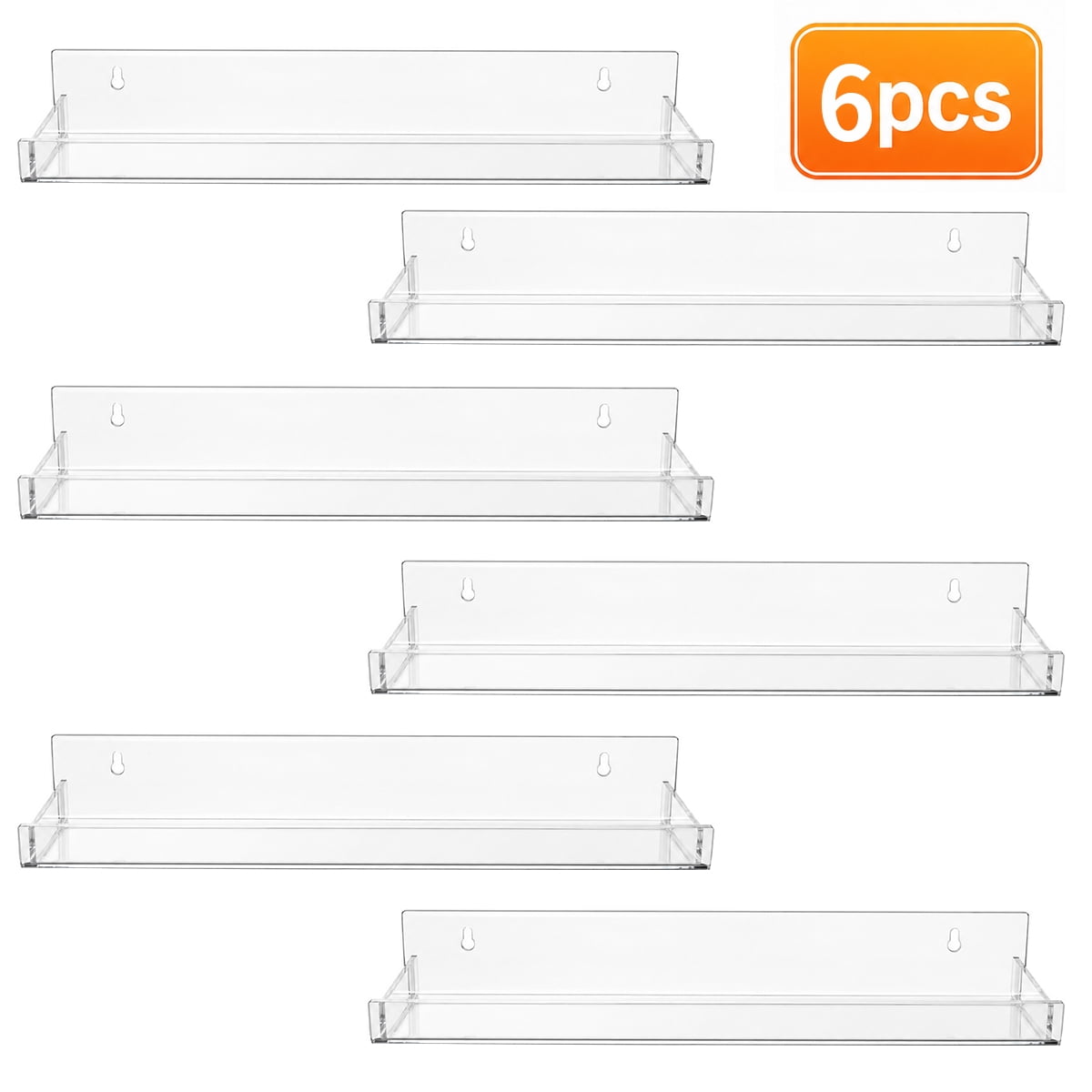"Acrylic Floating Bookshelf - 15"" Wall Mounted Mini Shelf for Display ...