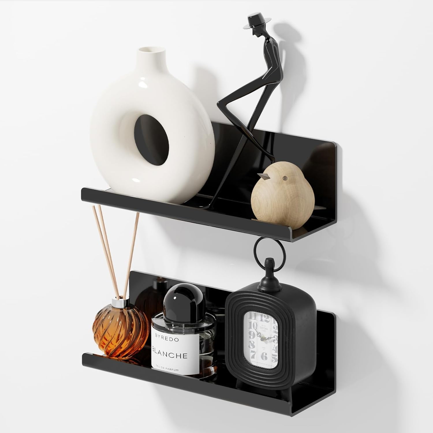 Acrylic Floating Shelves for Wall No Drilling, Self Adhesive Space ...