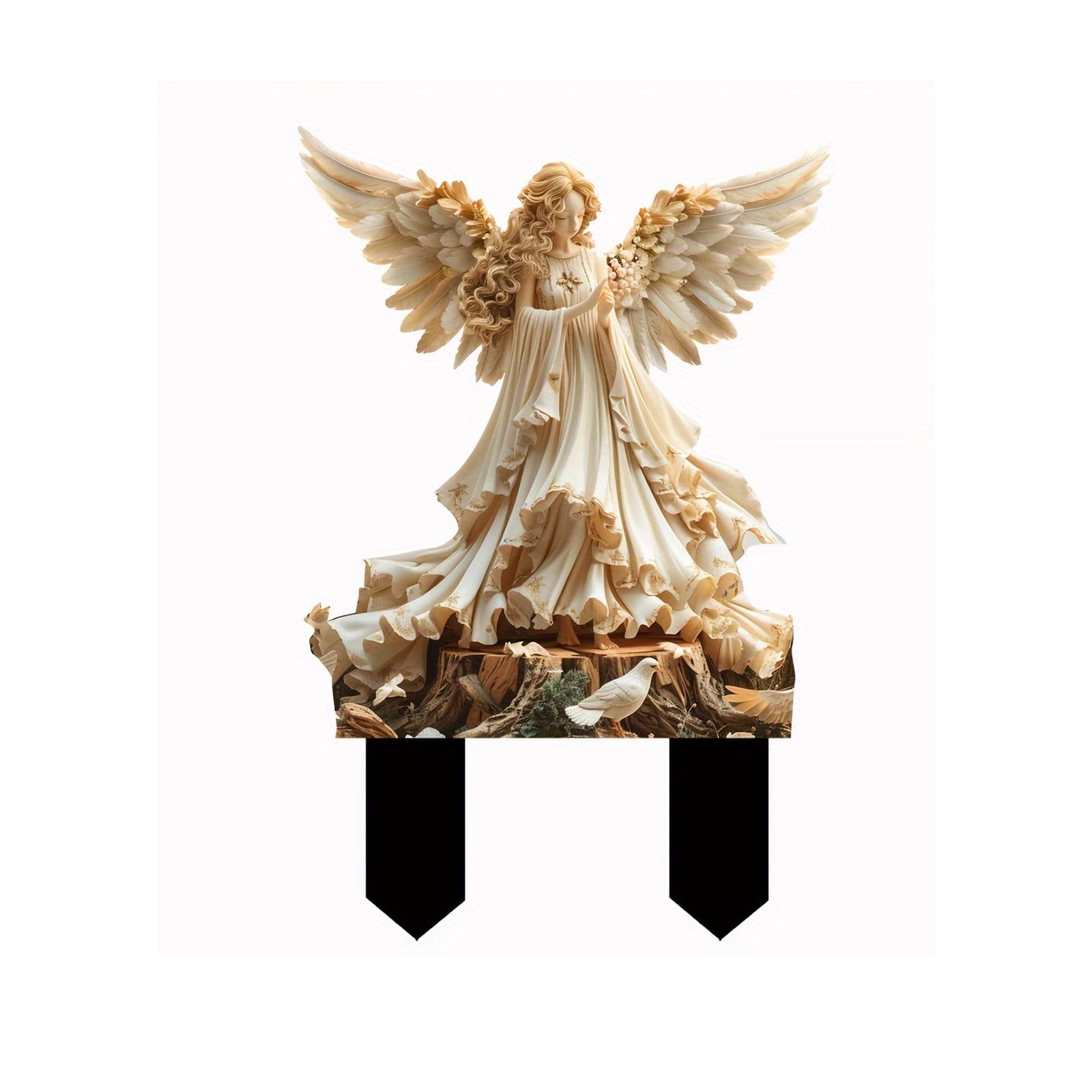 Acrylic Floor Plaque Angel Girl Feeding Pigeons Garden Statue ...