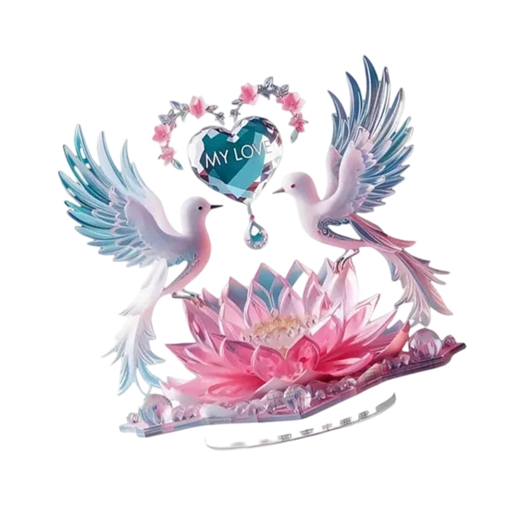 Acrylic Flower Branch Bird Statues Desk Figurines Sculptures Ornaments ...