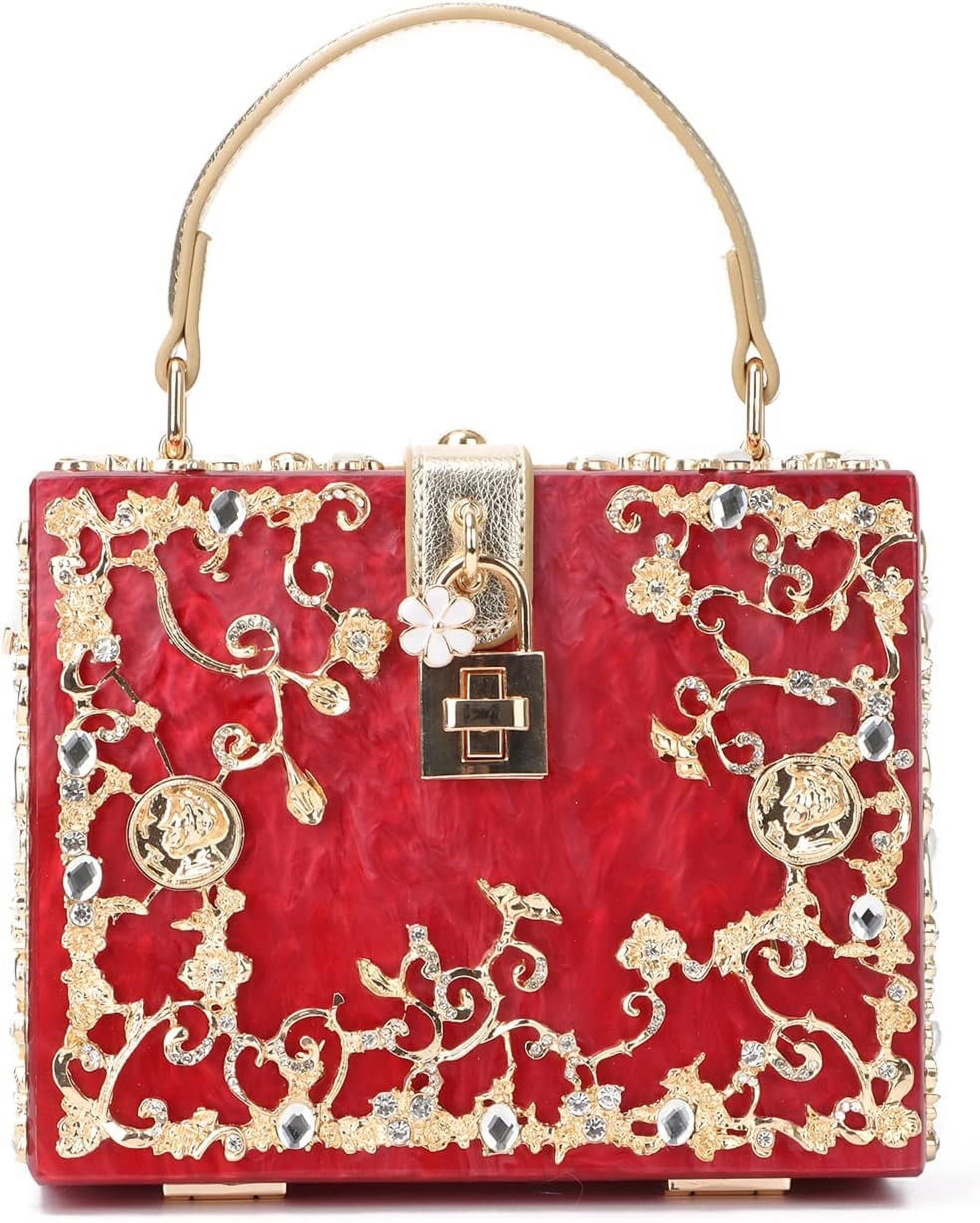Acrylic Flower Clutch Evening Bag Fashion Rhinestones Tote Box Handbags ...