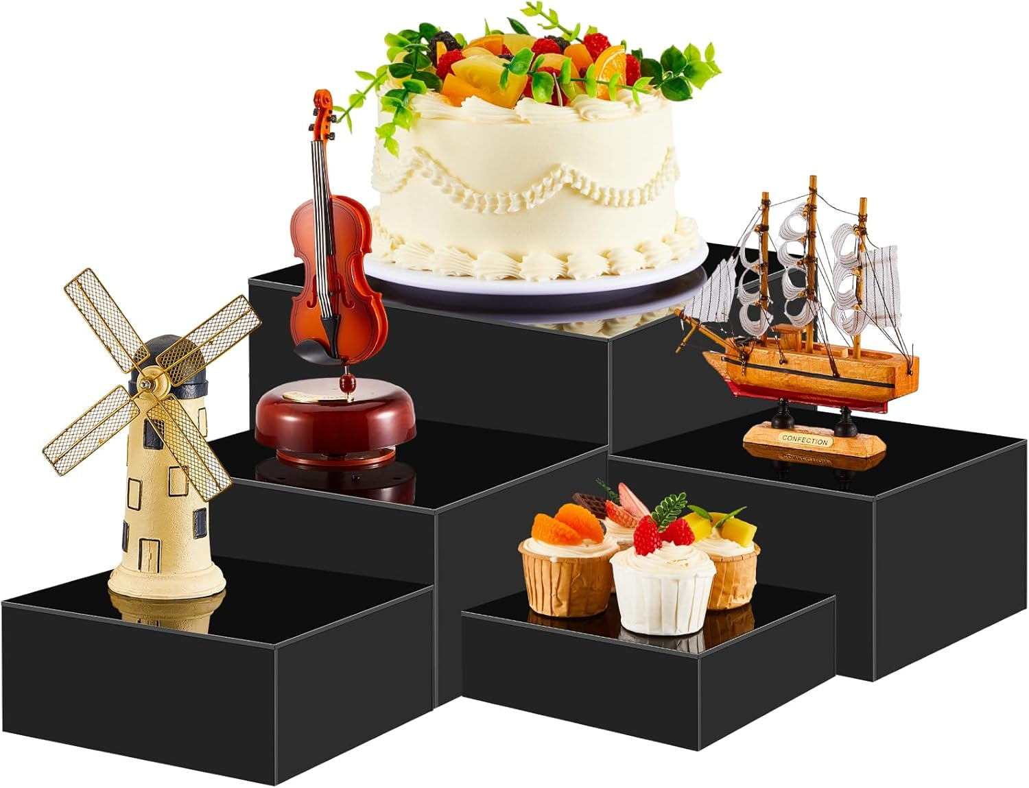 Acrylic Food Display Risers for Buffet Table - 5 Pcs Nesting Cube Boxes ...