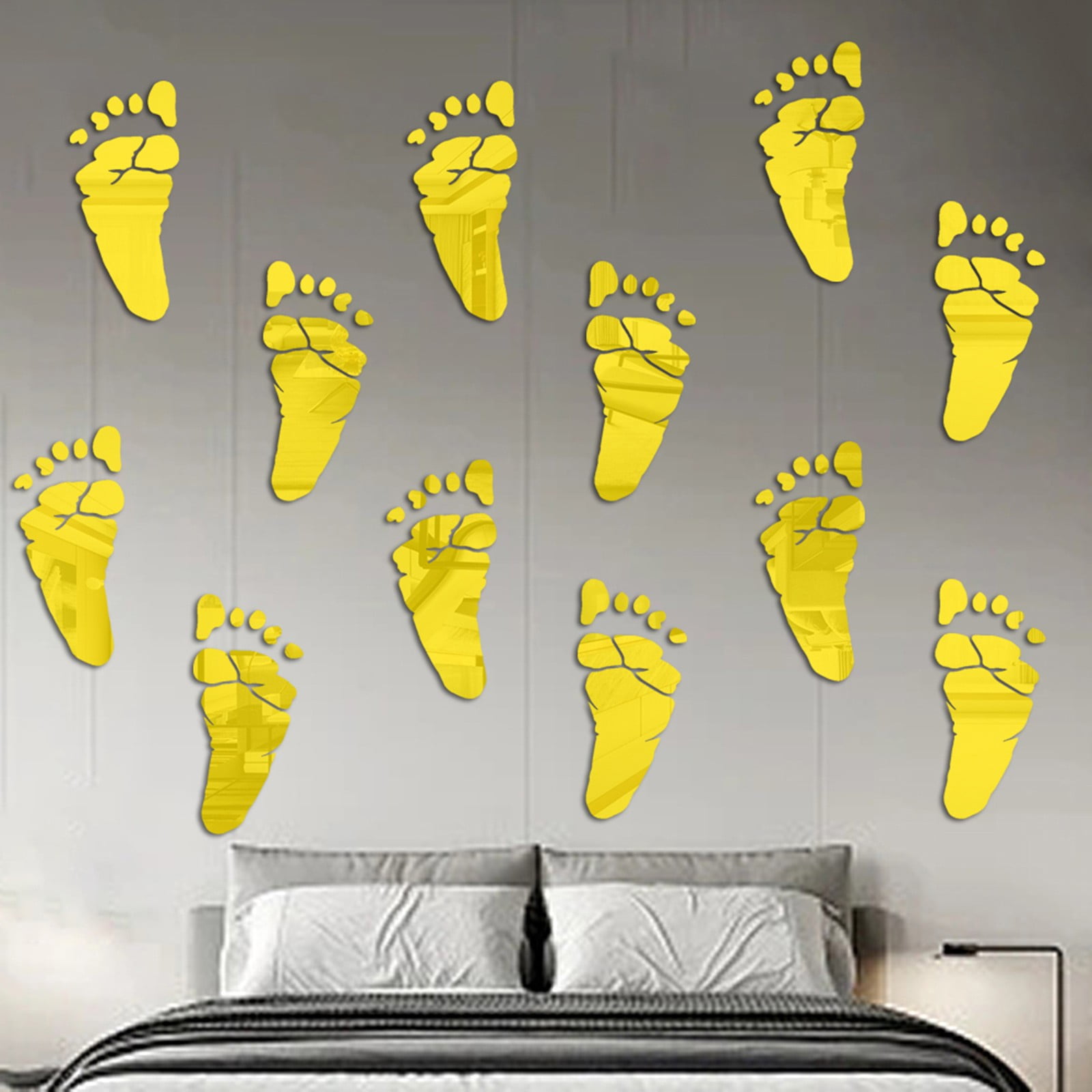 Acrylic Footprint Mirror Wall Sticker Waterproof Acrylic Mirror Wall ...