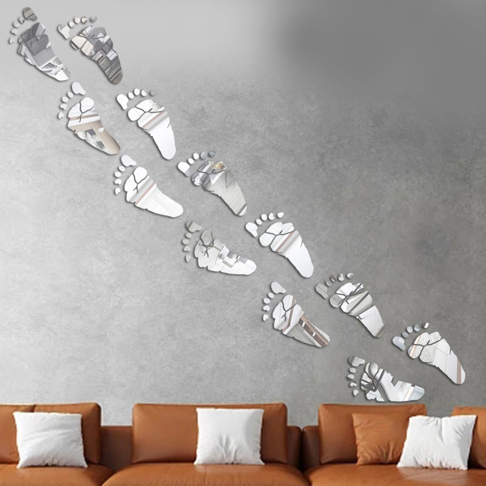 Acrylic Footprint Mirror Wall Sticker Waterproof Acrylic Mirror Wall ...