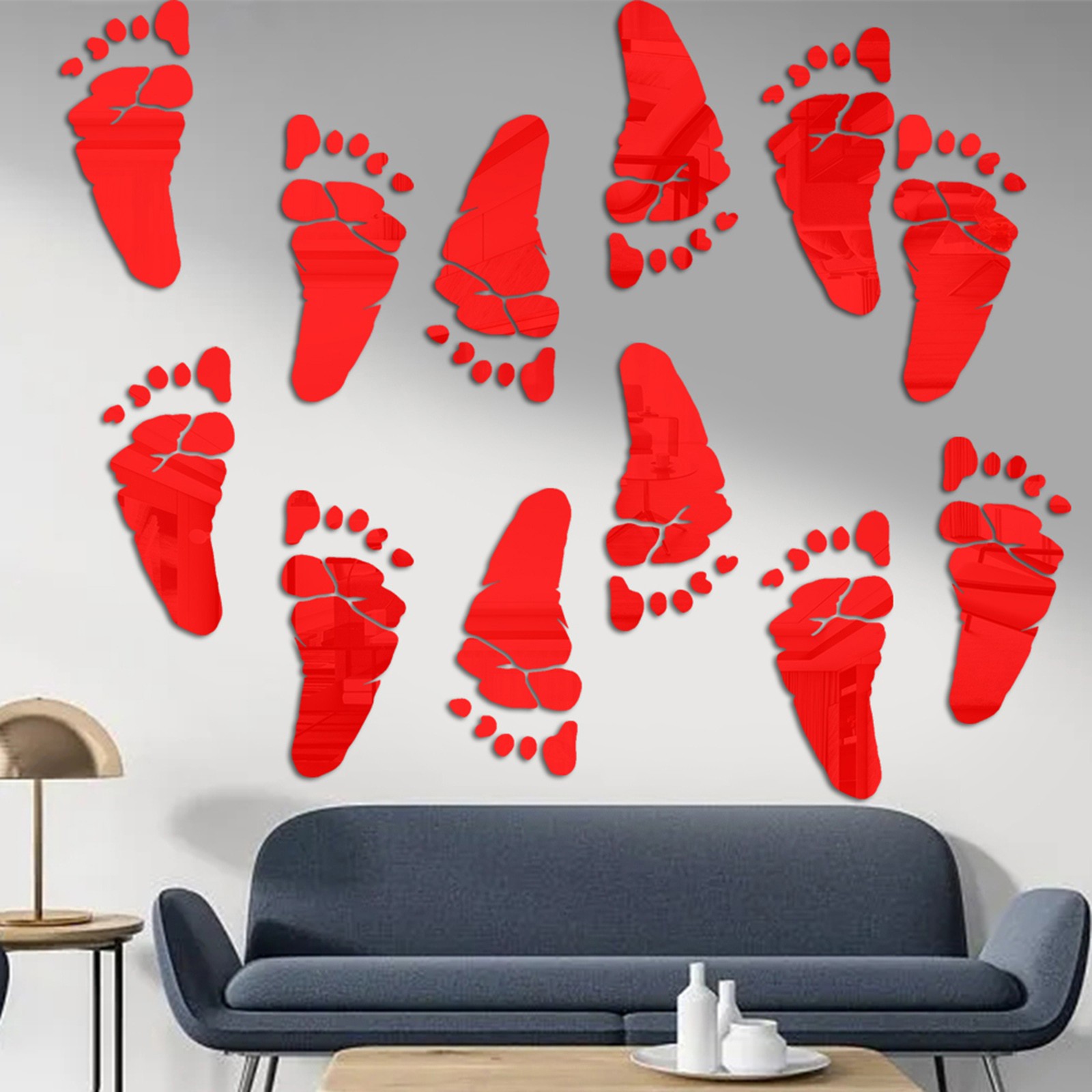 Acrylic Footprint Mirror Wall Sticker Waterproof Acrylic Mirror Wall ...