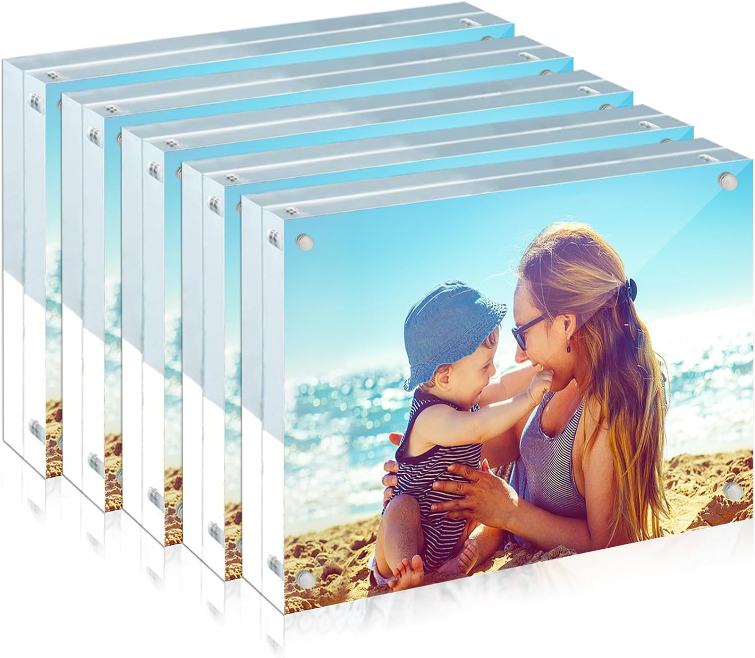 Acrylic Frame, 5 Pack 5x7 Acrylic Picture Frames, 20mm Thicker Frameless Clear Frame Double ...