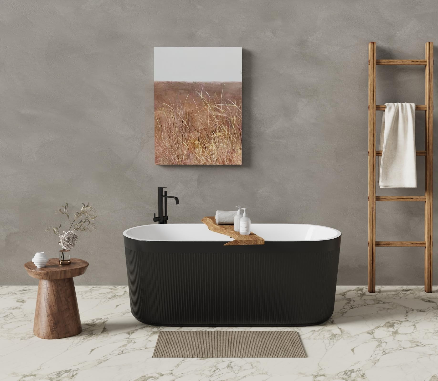 Acrylic Freestanding Contemporary Soaking Bathtub with Stainless Steel ...
