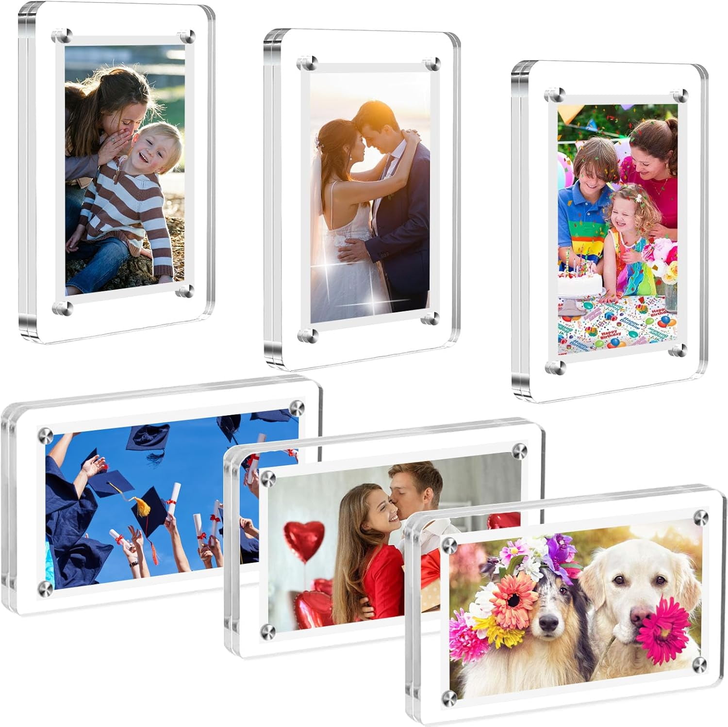 Acrylic Fridge Magnetic Frame, Double Sided Photo Refrigerator Magnet ...