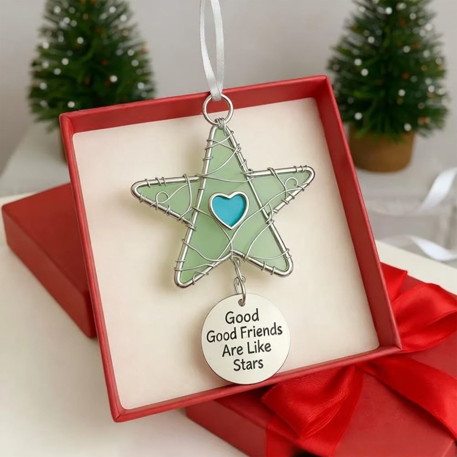 Acrylic Friendship Thank You Ornament, Glitter Heart Pendant Gift ...