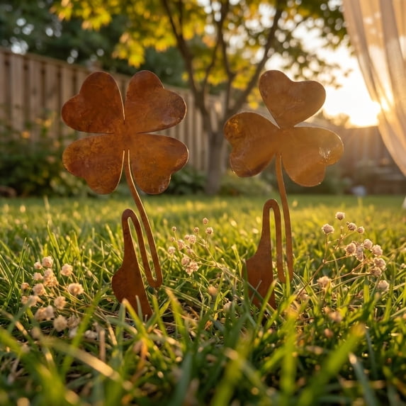 Acrylic Garden Stake,6.9in 2D Acrylic And Four Leaf Stakes For Outdoor ...
