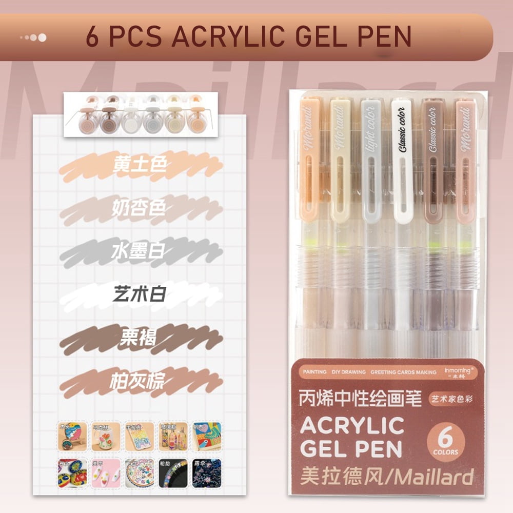 Acrylic Gel Pens, 6/48 Colors Adult Coloring Paint Pen, 1.0 Fine Tip ...
