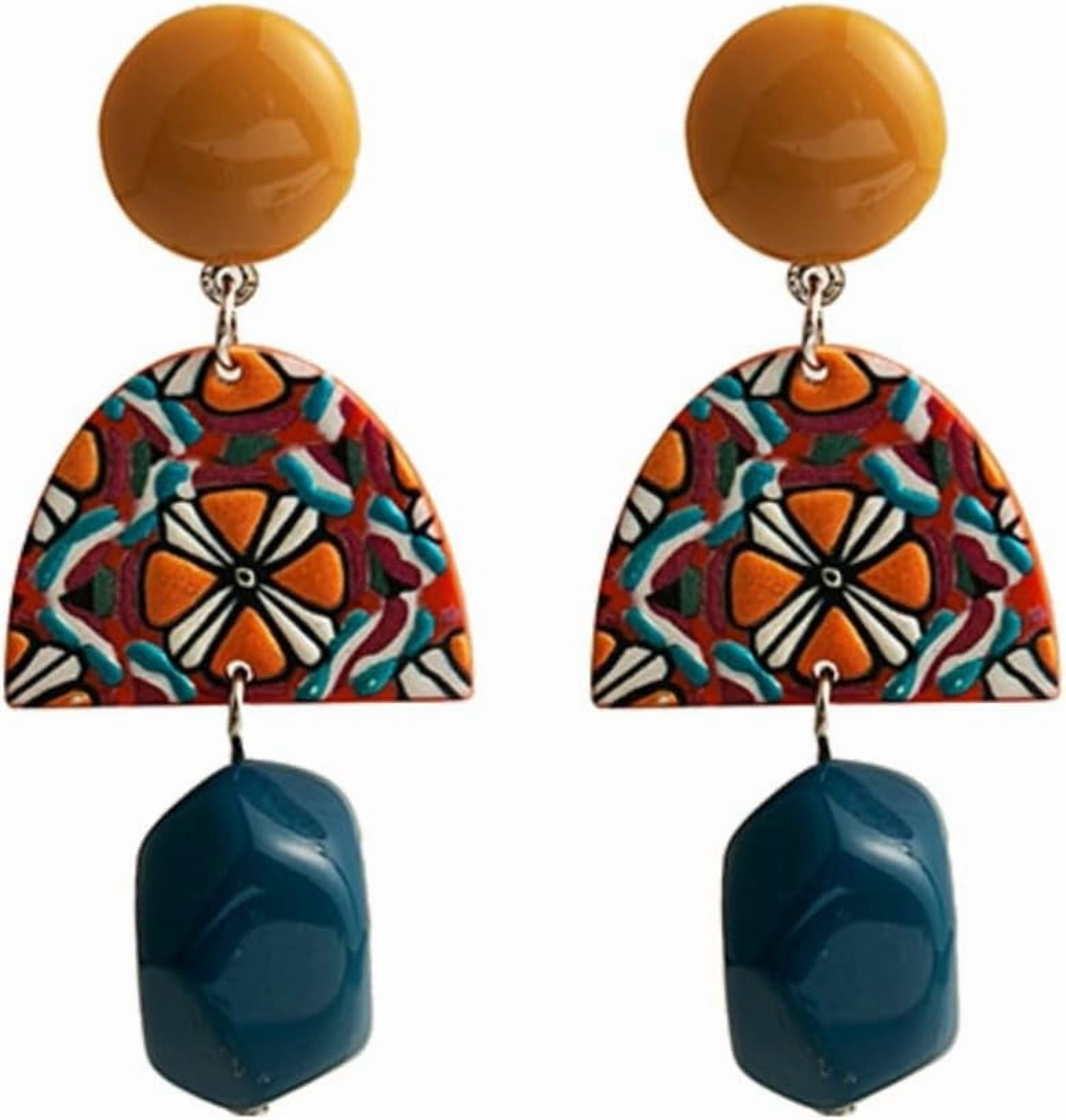 Acrylic Geometric Dangle Drop Earrings for Women, Boho Statement ...