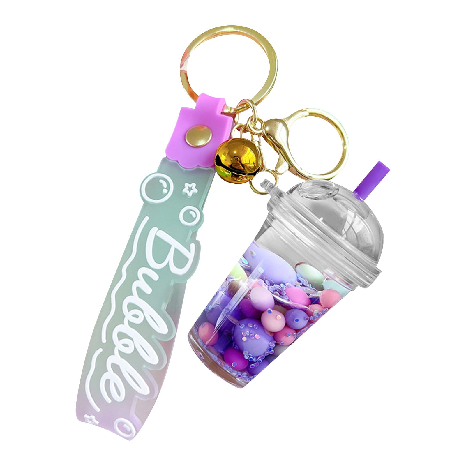 Acrylic Glow in The Dark Bubble Tea Keychain 1ml Cute Drink Cup Keyring ...