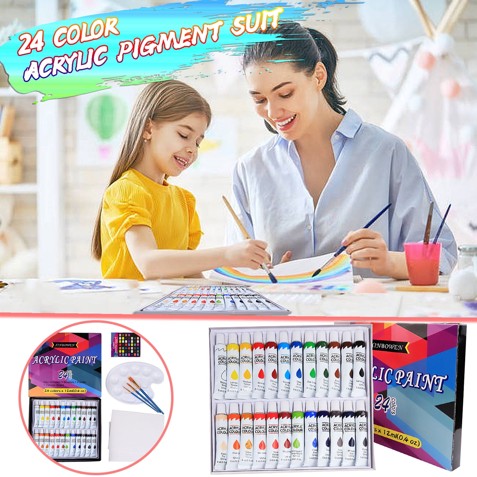 Acrylic Graffiti Paint Set, 24 Color Acrylic Markers, Non-Toxic Water ...