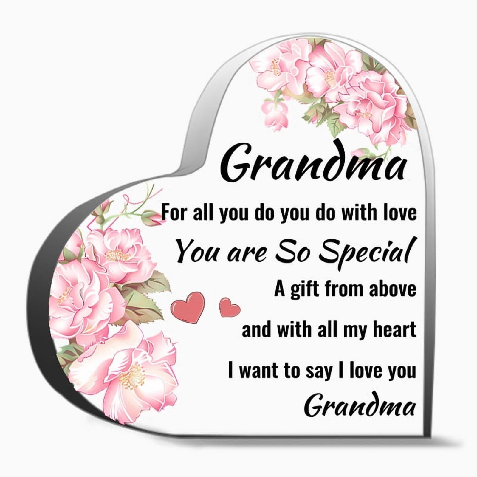 Acrylic Grandma Birthday Gift Floral Themed Heart Shape Birthday ...
