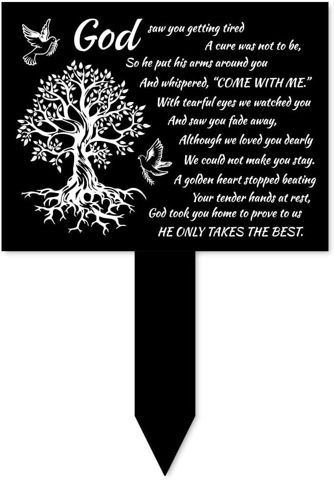 Acrylic Grave Markers Cemetery God Saw You Funeral Poem Memorial Plaque ...