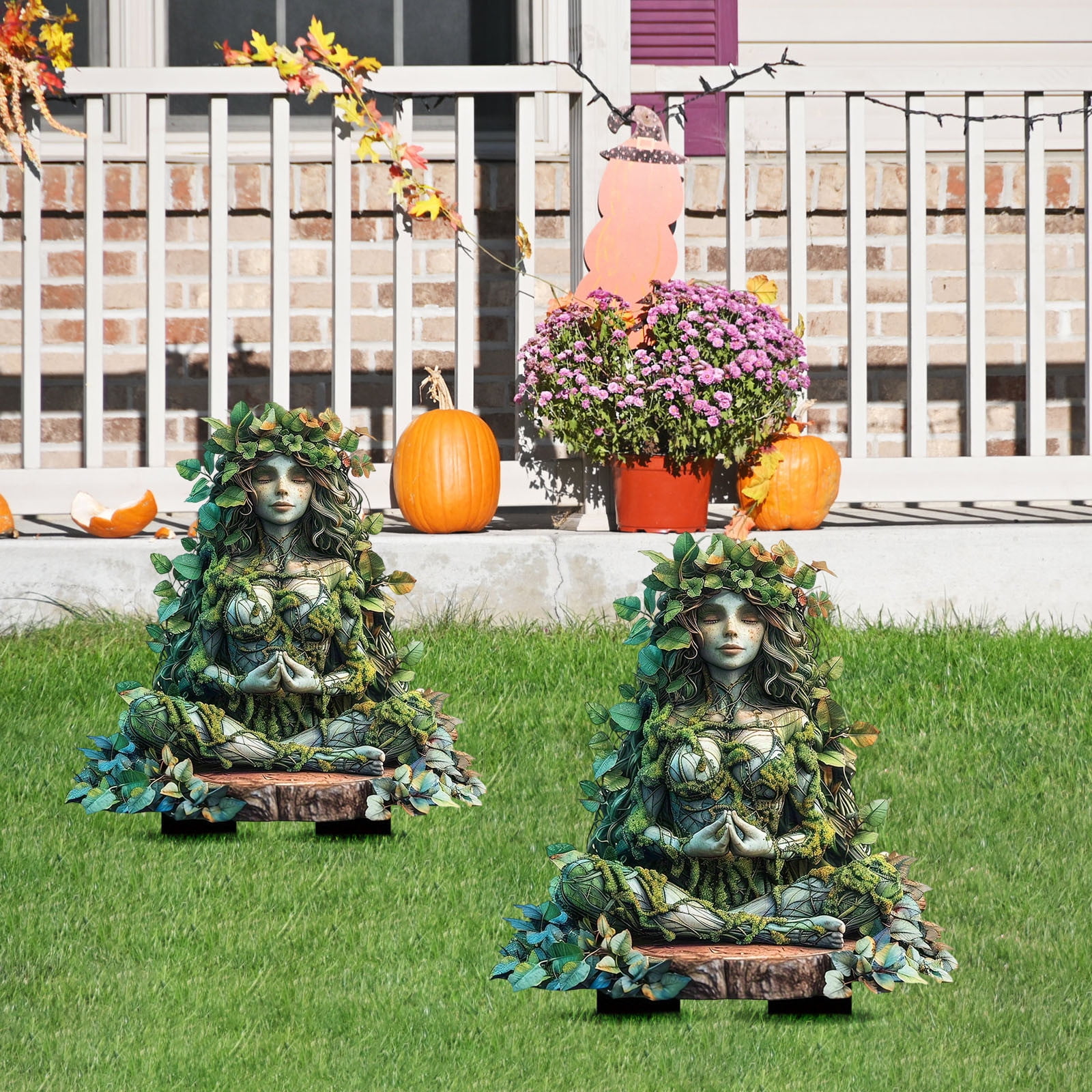 Acrylic Green Nature Statue Outdoor Lawns Decorative Floor Plugs Patio ...