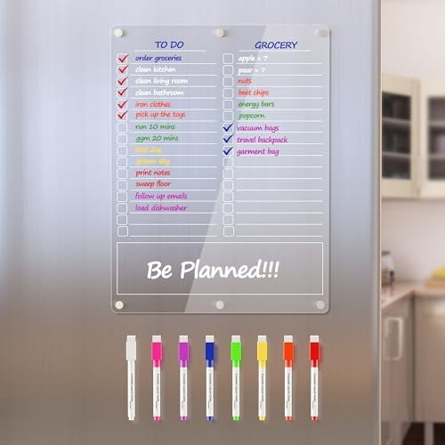 Acrylic Grocery List Magnet Pad for Fridge, Reusable to Do List for ...