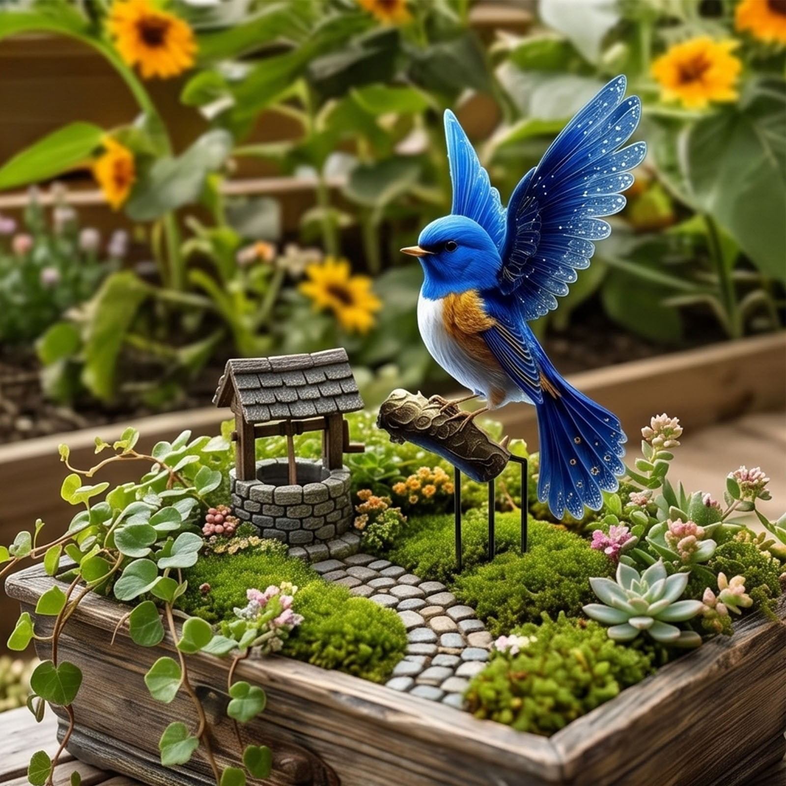 Acrylic Ground Plug Garden Decor, 7.9x5.5in Cute Winged Elves Fairy ...